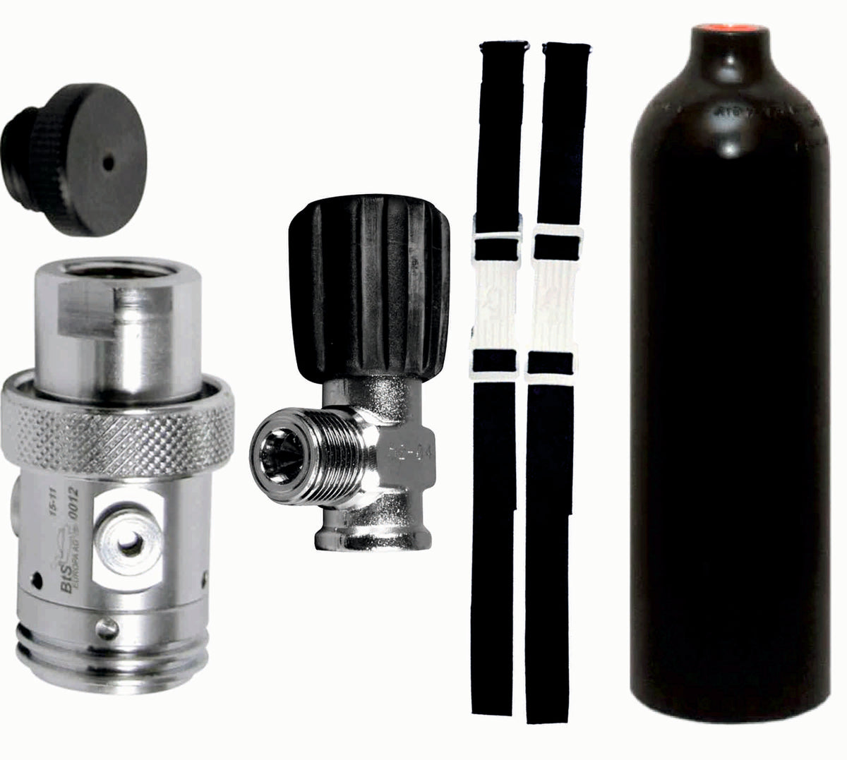 BTS 1.5 Litre 230 Bar Black Luxfer Aluminium Cylinder with W21.8 Inert ...