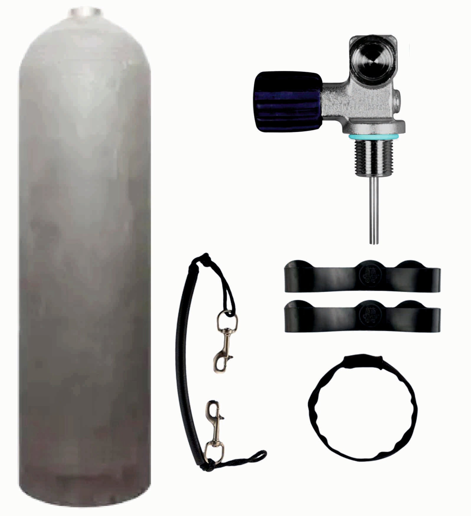BTS 11.1 Litre 207 Bar Natural Aluminium Cylinder with DIN Valve & Sta ...