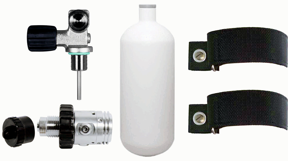BTS 1 Litre Steel Cylinder with Top Handled DIN Valve, 1st Stage, OPV ...