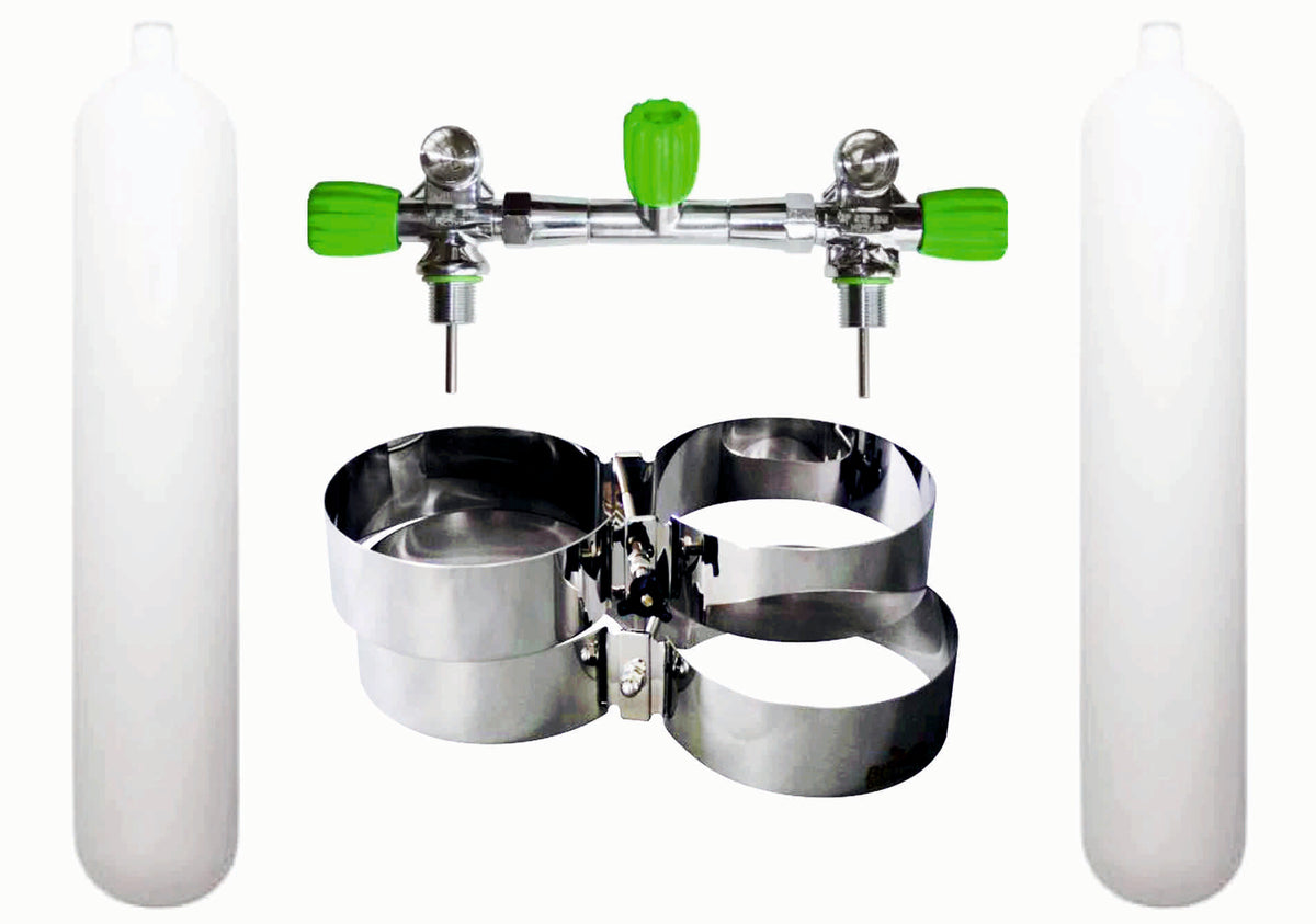 BTS 8.5 Litre 232 Bar M26 Steel Cylinder Twin Set with Isolation ...