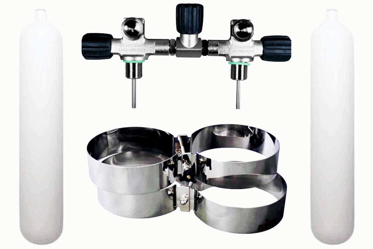 BTS 8.5 Litre 232 Bar DIN Steel Cylinder Twin Set with Isolation ...