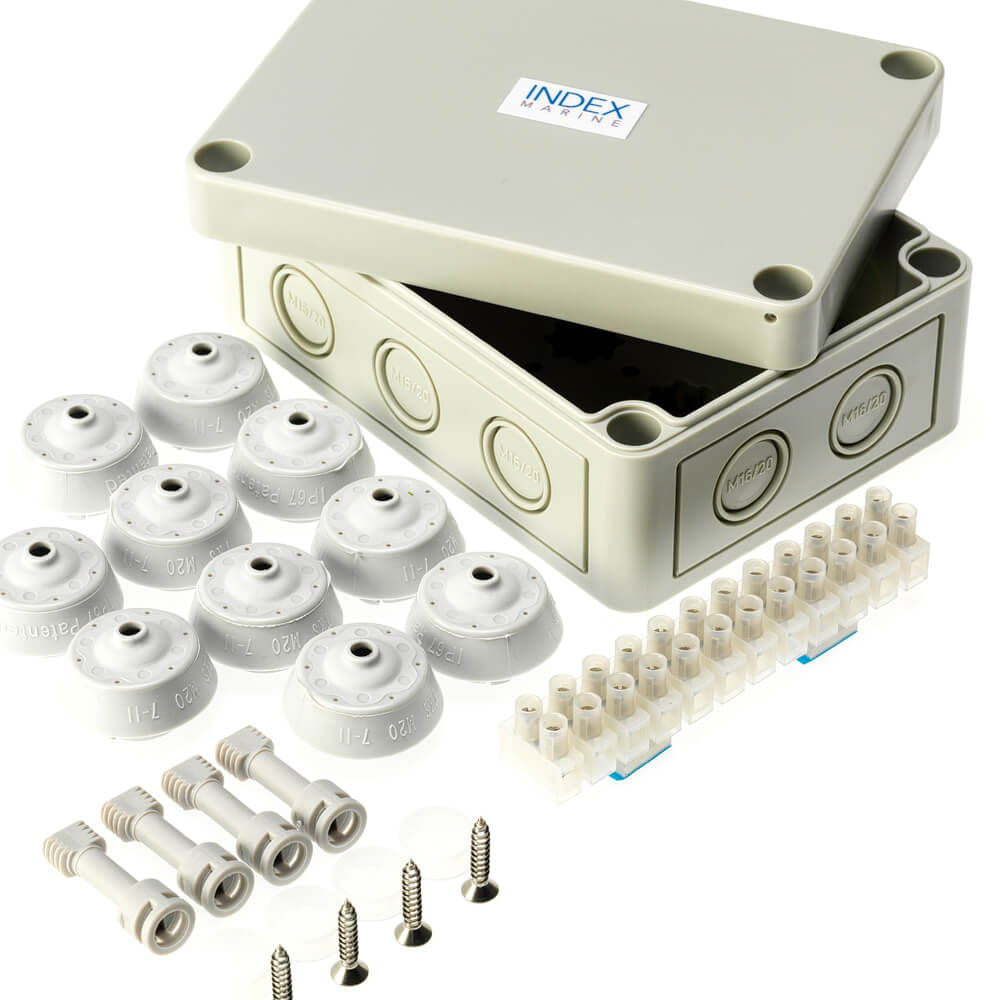 Index Marine Medium Waterproof 10 Way Connector Junction Box Kit ...